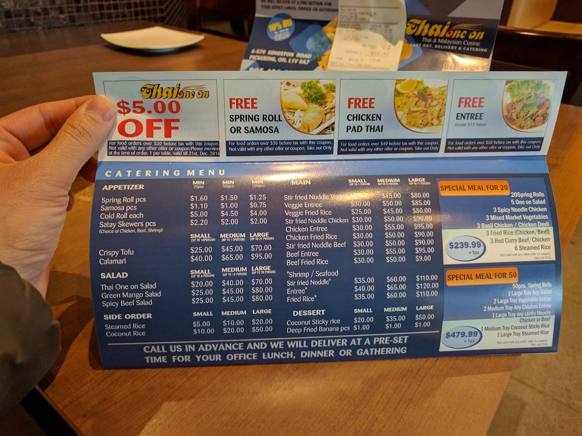 Menu at Thai One On restaurant, Pickering, 570 Kingston Rd