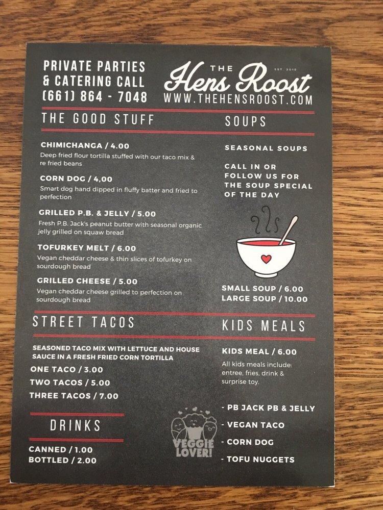 Menu at The Hens Roost restaurant, Bakersfield
