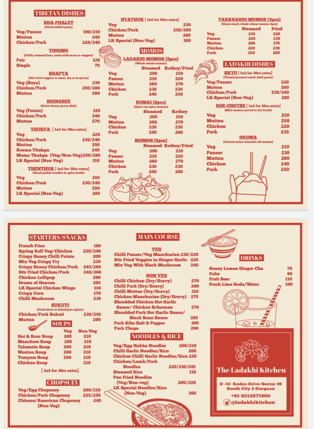 Menu at The ladakhi kitchen, Gurugram, Unitech Rodeo Drive arcadia