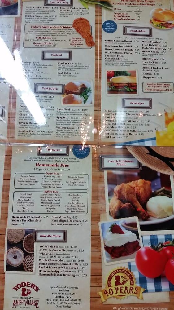 Menu at Yoder's Restaurant & Amish Village, Sarasota