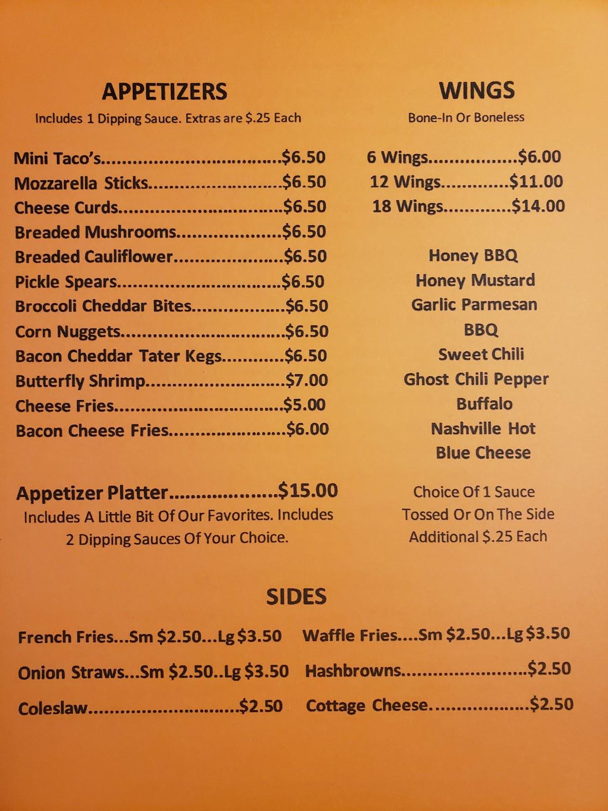Menu at Fat Boy's Saloon pub & bar, Hazleton