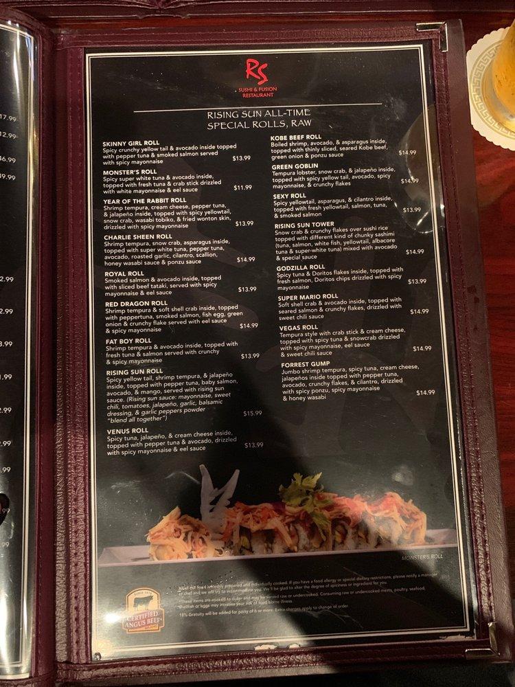 Menu at Rising Sun Sushi and Fusion Restaurant, Humble