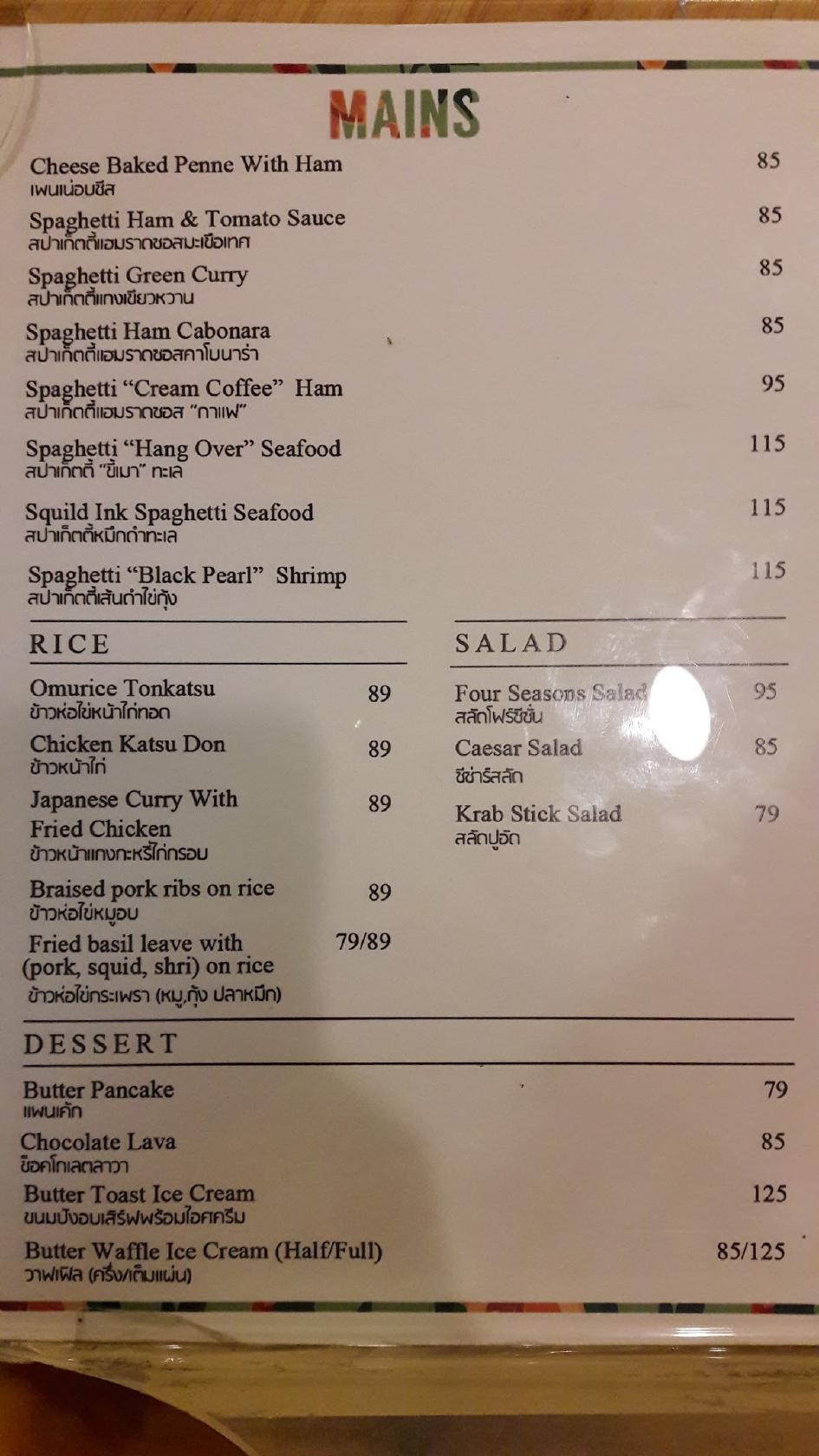 Menu at Seventy-Nine Cafe & Restaurants, Bangkok