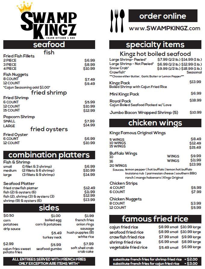 Menu at Swamp Kingz pub & bar, Houston