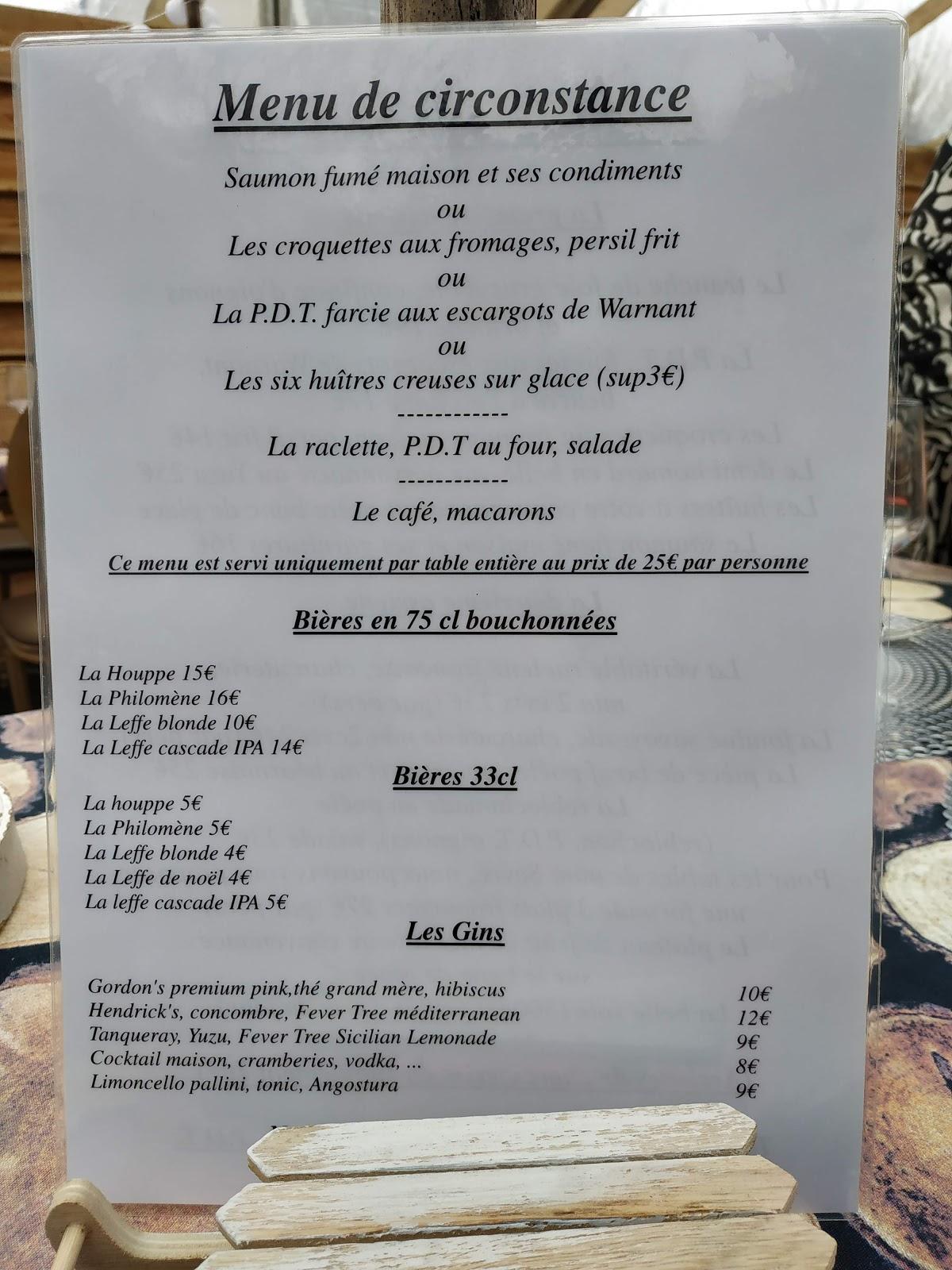 Menu at Tout Simplement, Dinant