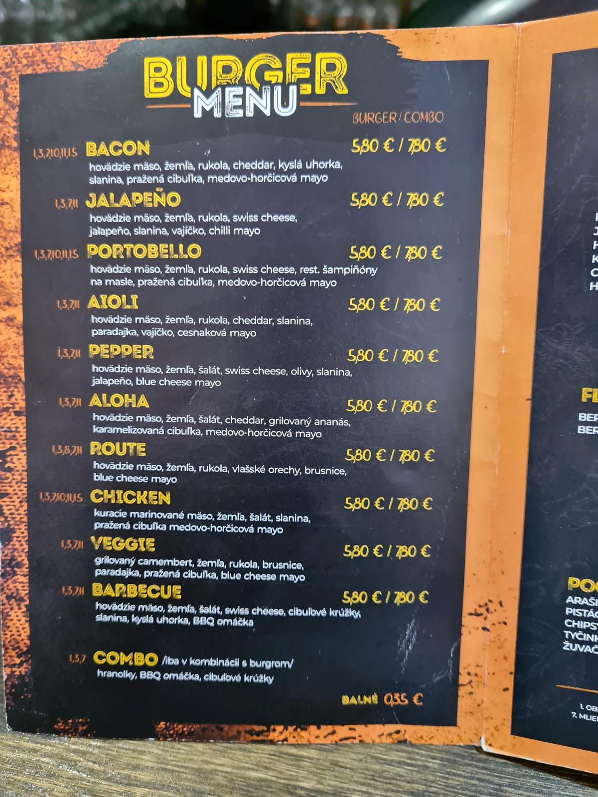 Menu at 66 BURGER restaurant, Humenné, Hviezdoslavova 1419/10