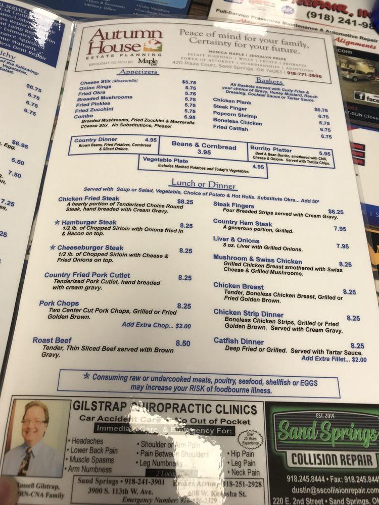 Menu at Crescent Cafe, Sand Springs