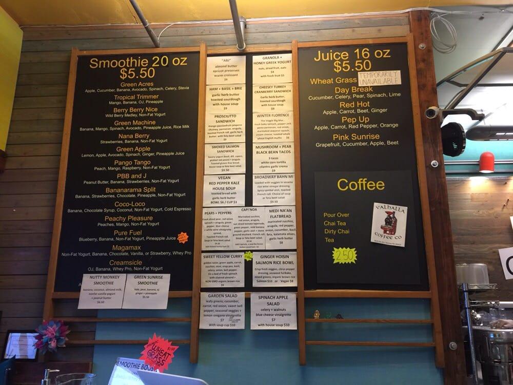 Menu at Happy Belly eatery + juice bar, Tacoma