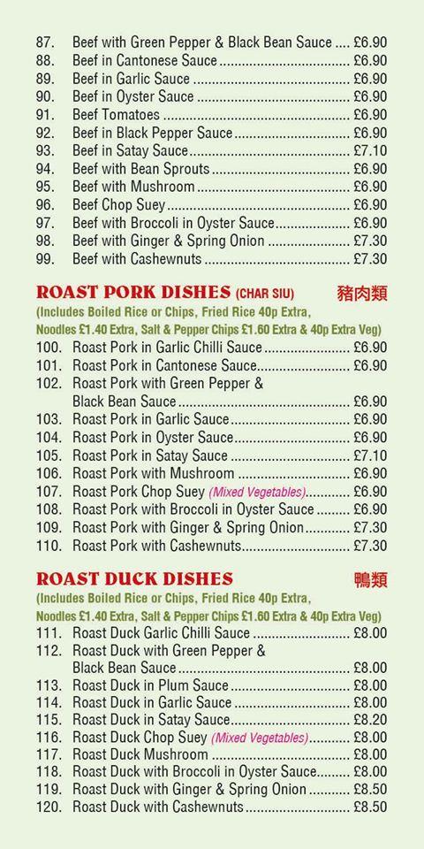 Carta del restaurante Lucky Chef, Barrow-in-Furness