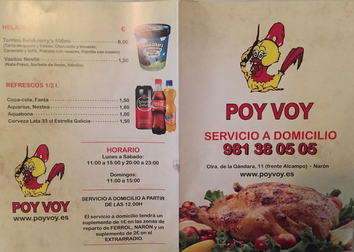 Menu at Poy Voy restaurant, Narón