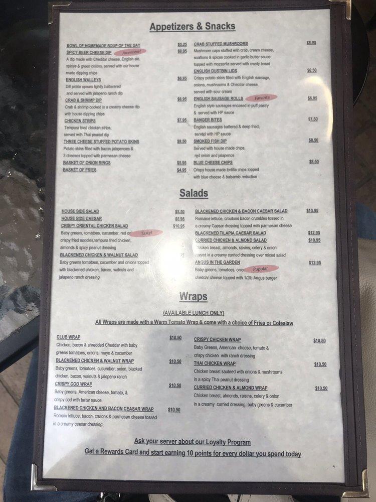 Menu at Shakespeare's Craft Beer and Gastro Pub, Sarasota