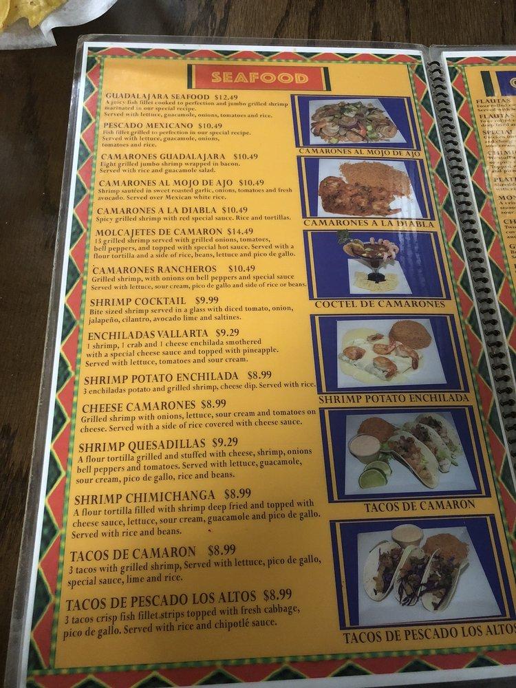 Menu at Guadalajara Mexican Grill restaurant, Pittsburg
