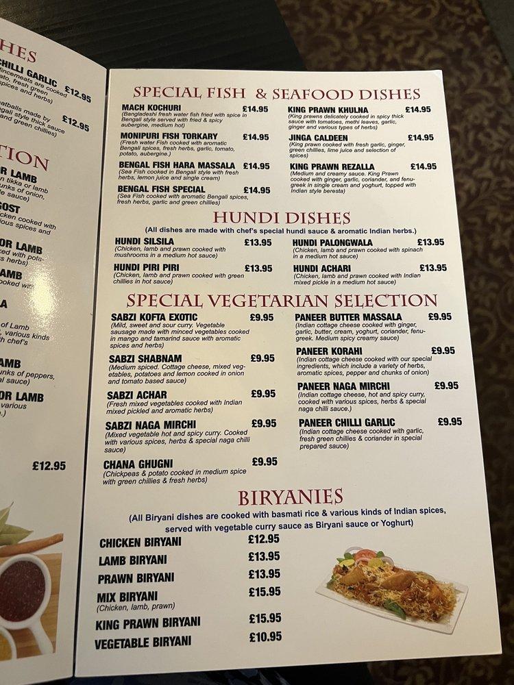 Menu at Taste Of India restaurant, Portree