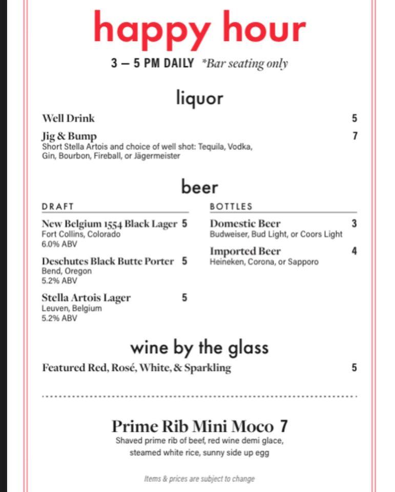 Menu at Basalt pub & bar, Honolulu, Kūhiō Ave.