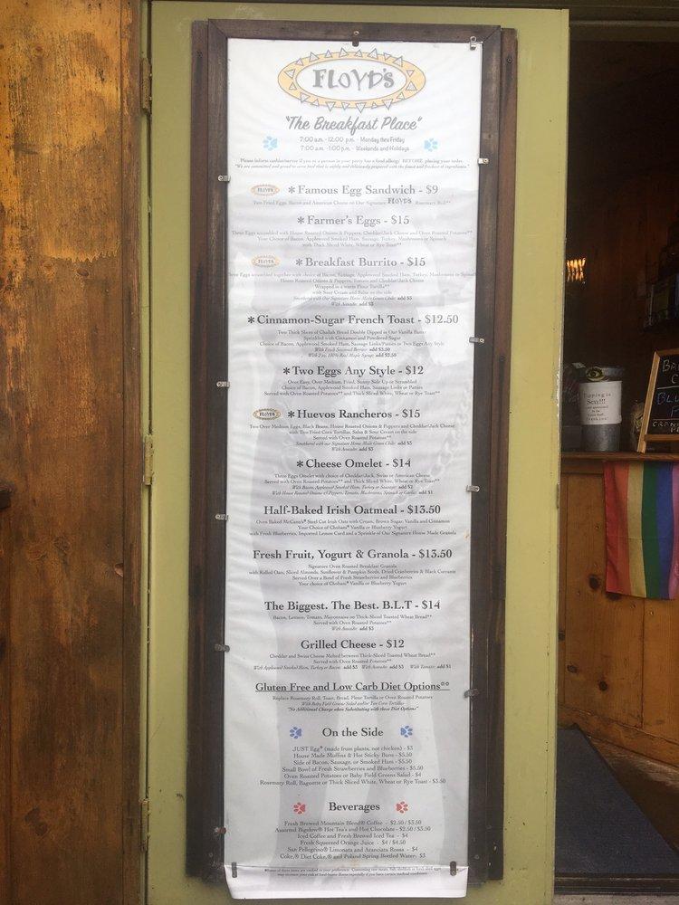 Menu at Floyd's restaurant, Fire Island