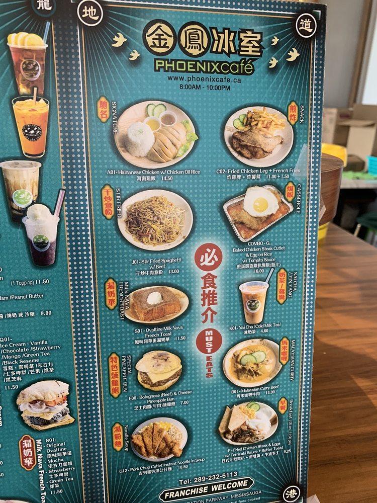 Menu at Phoenix Cafe, Mississauga