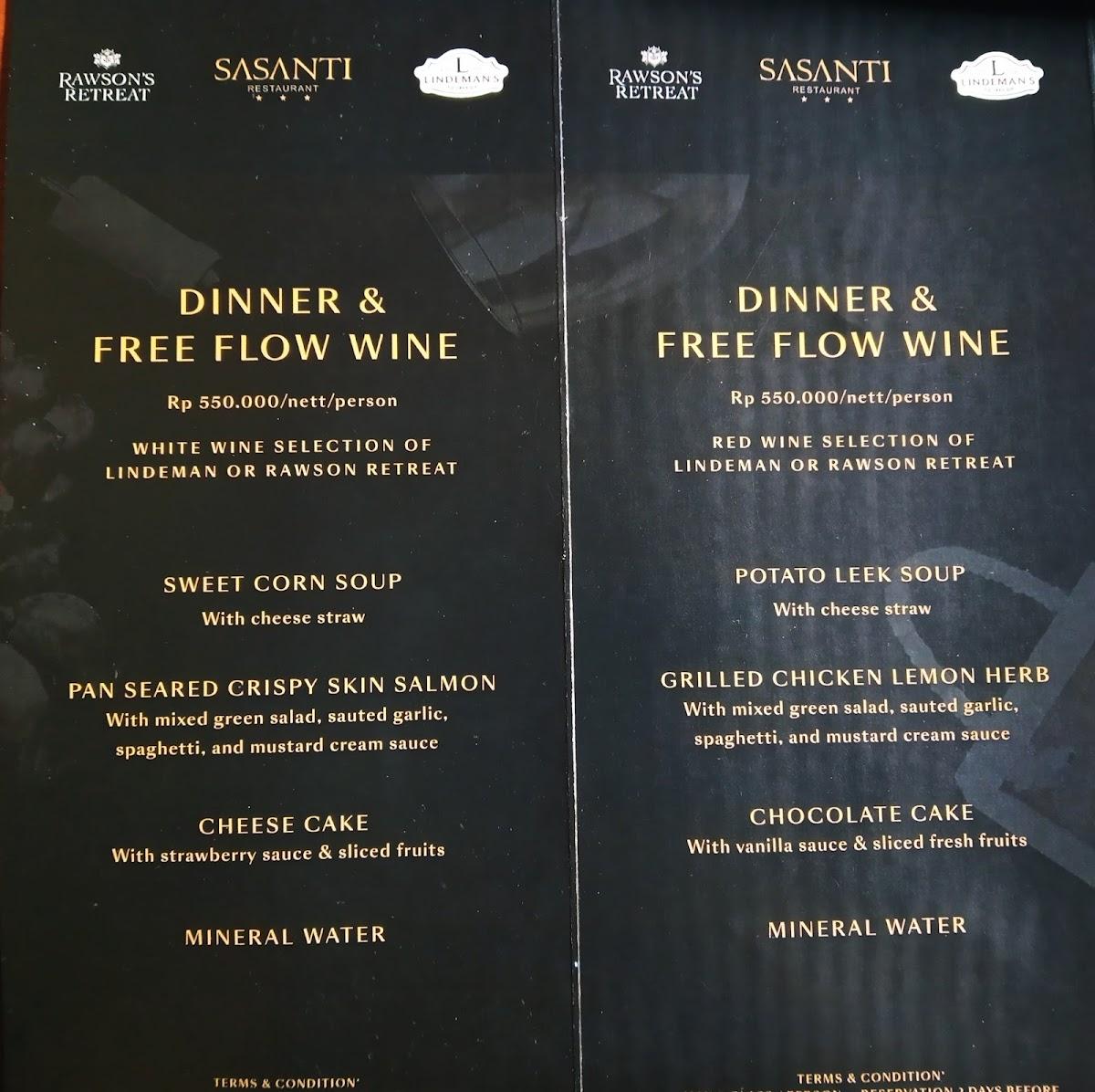Menu at Sasanti Restaurant, Sendangadi