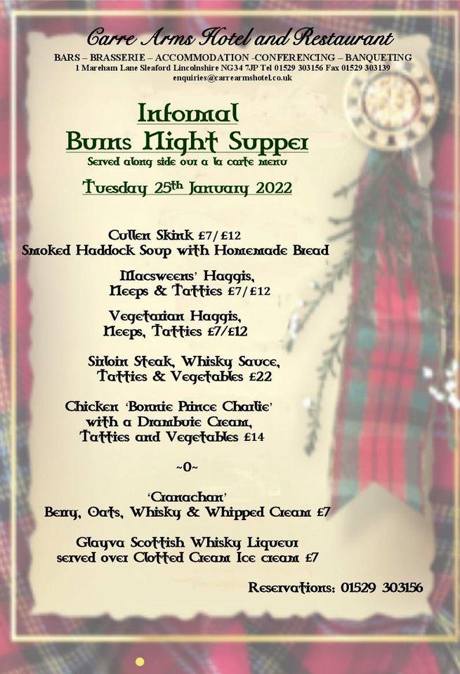 Menu at The Carre Arms Hotel and Restaurant, Sleaford