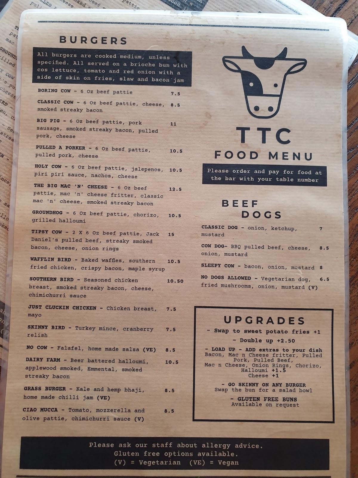 Menu at The Tipsy Cow pub & bar, Poulton-le-Fylde