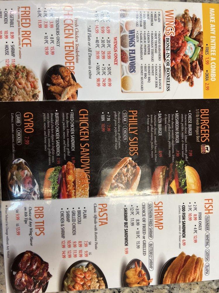 Menu at Top Wing fast food, Suwanee