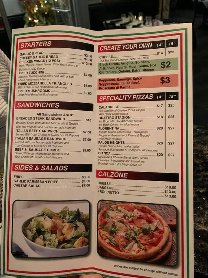 Menu at Capri Ristorante Italiano restaurant, Palos Heights, S Harlem Ave