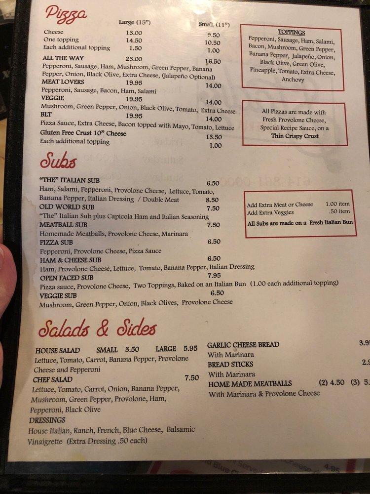 Menu at Stadz Pizzeria, Blacklick