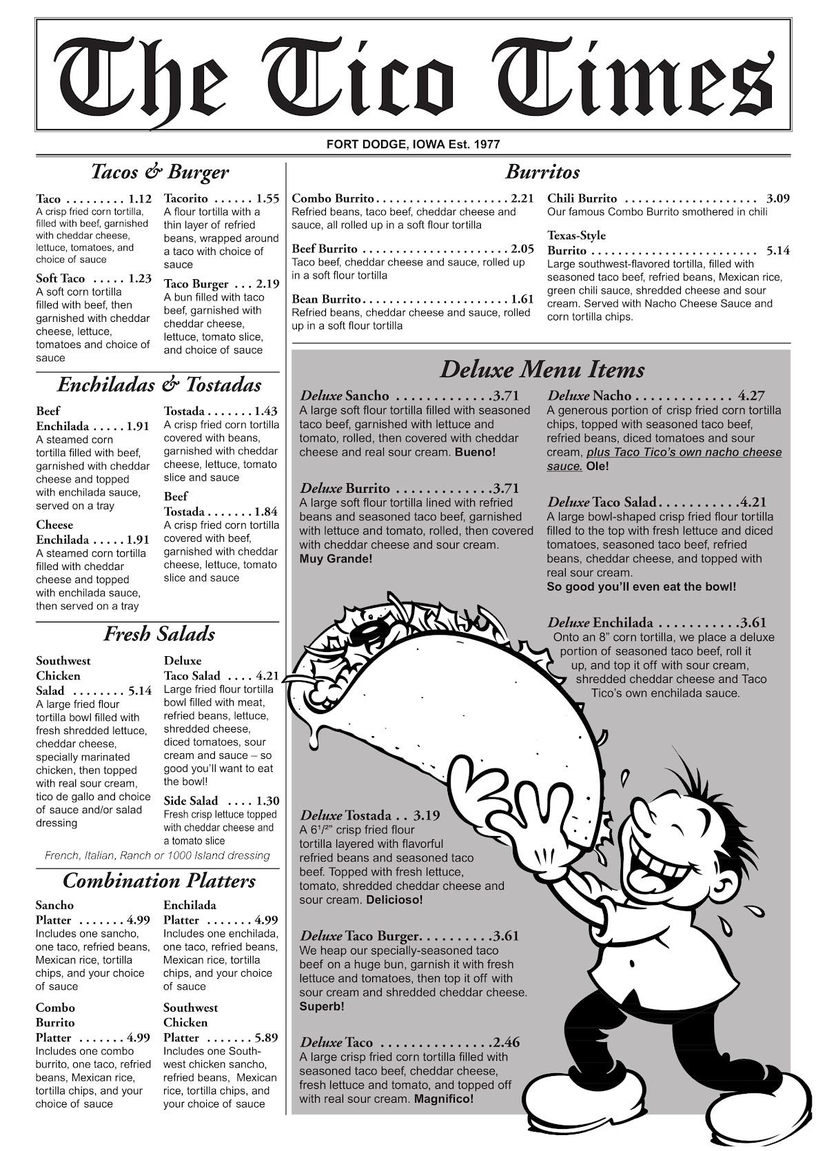 Menu at Taco Tico restaurant, Fort Dodge, 319 S 29th St