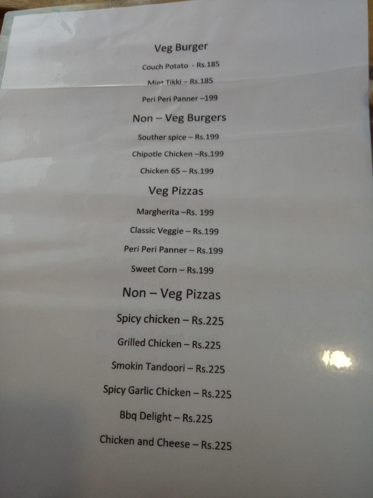 Menu at The Red Bridge Café, Amalapuram