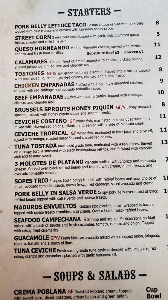 Menu at Ambriza pub & bar, Cypress