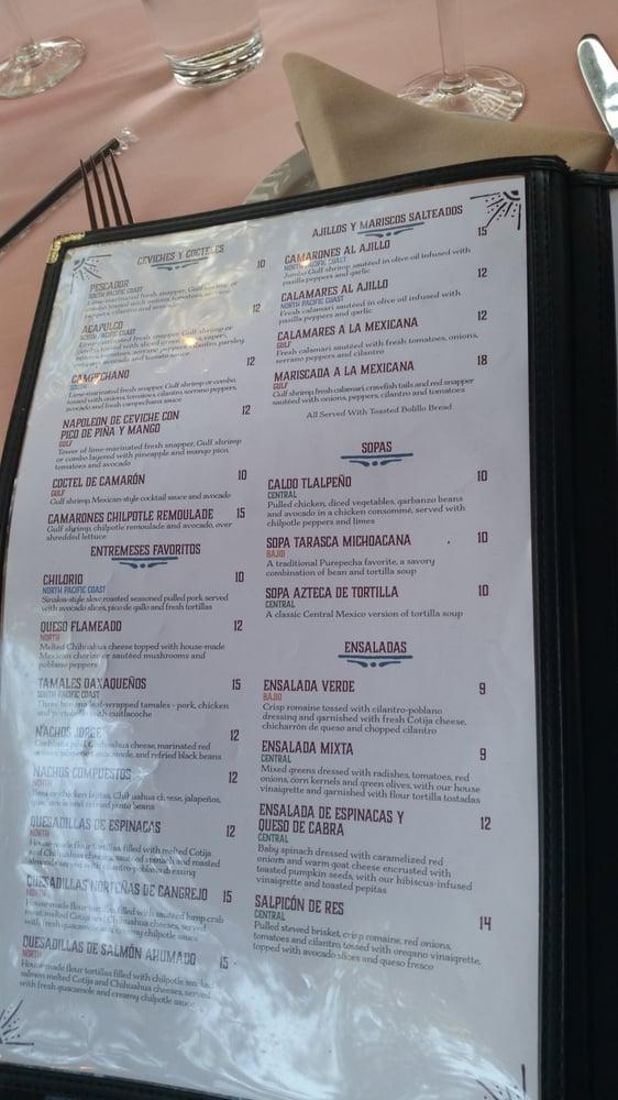 Menu at Arnaldo Richard's Picos Restaurant, Houston