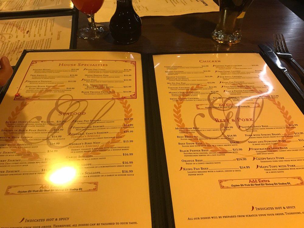 Menu at George Yang’s Chinese Cuisine restaurant, Phoenix