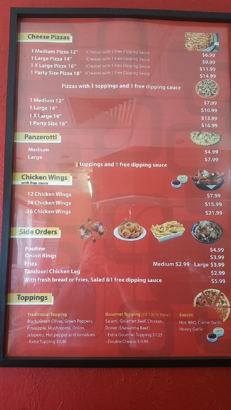 Menu at Halal Kebab Pizza pizzeria, Toronto, Weston Rd