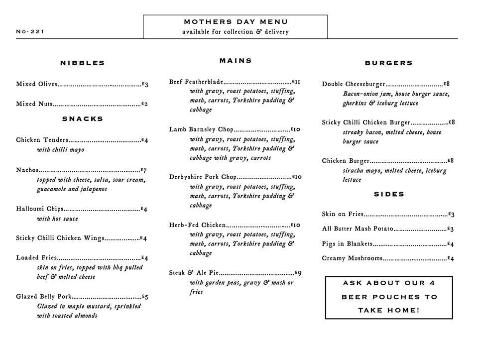 Menu at House of Darwin restaurant, Derby