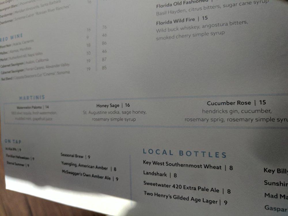 Menu at MOOR restaurant, Kissimmee
