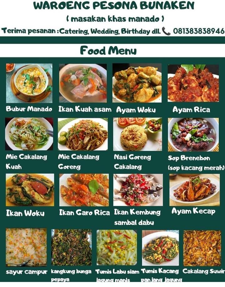 Menu at Warung Pesona Bunaken (masakan khas manado) & Masakan Nusantara ...