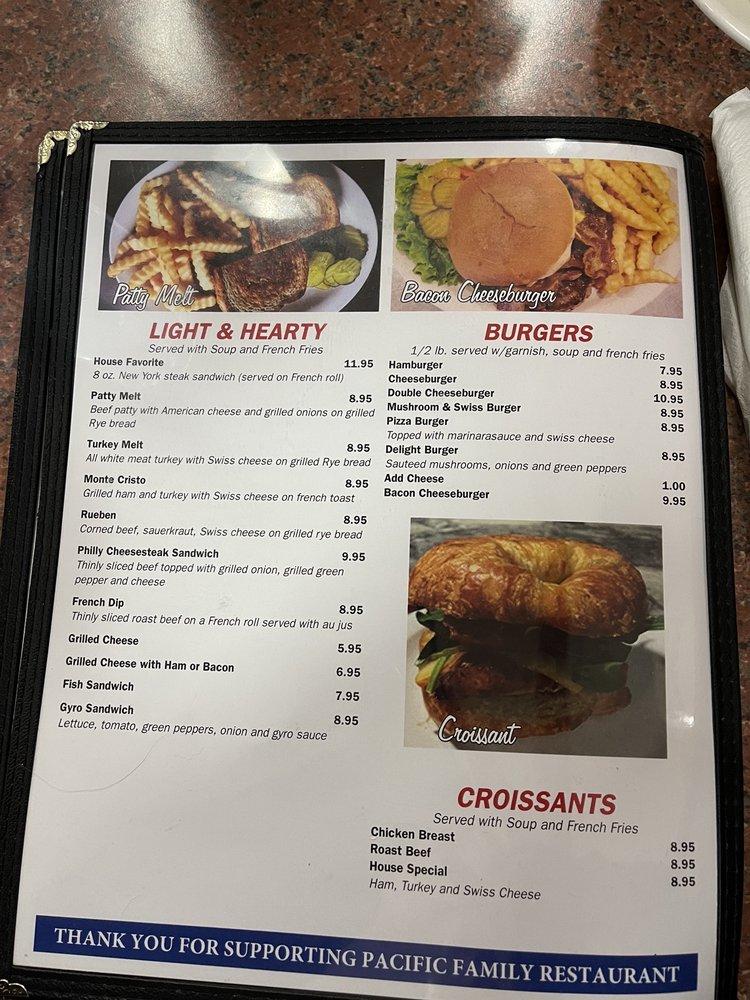 Menu at Pacific Family Restaurant, Pacific