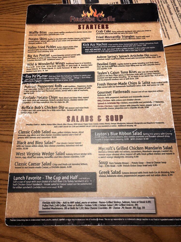 Menu at FireSide Grille steakhouse, Hurricane