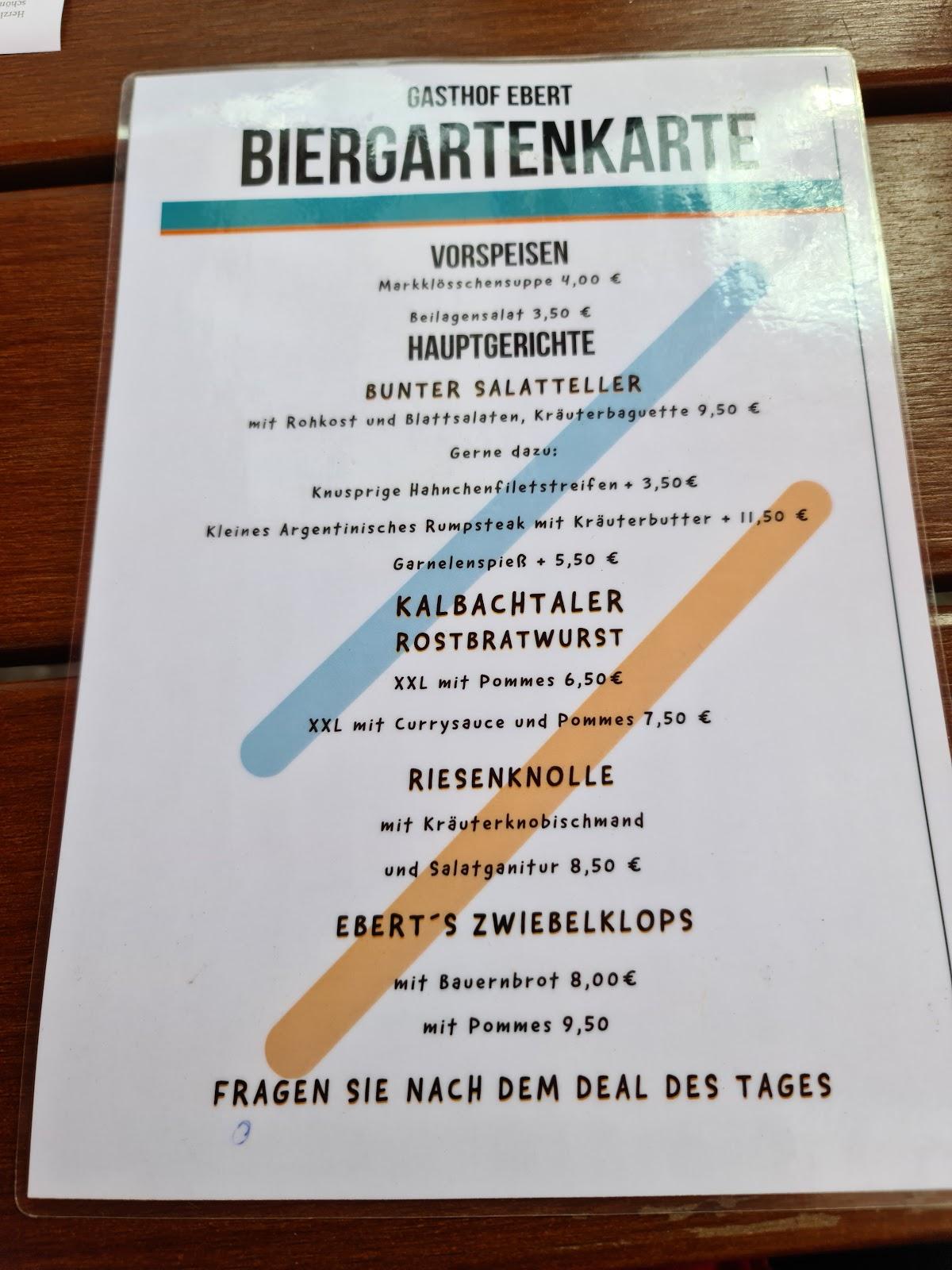 Menu au Gasthof Ebert Deutsches Haus restaurant, Neuhof