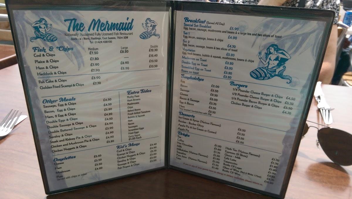 Menu at Mermaid Fish & Chips Restaurant, Hastings