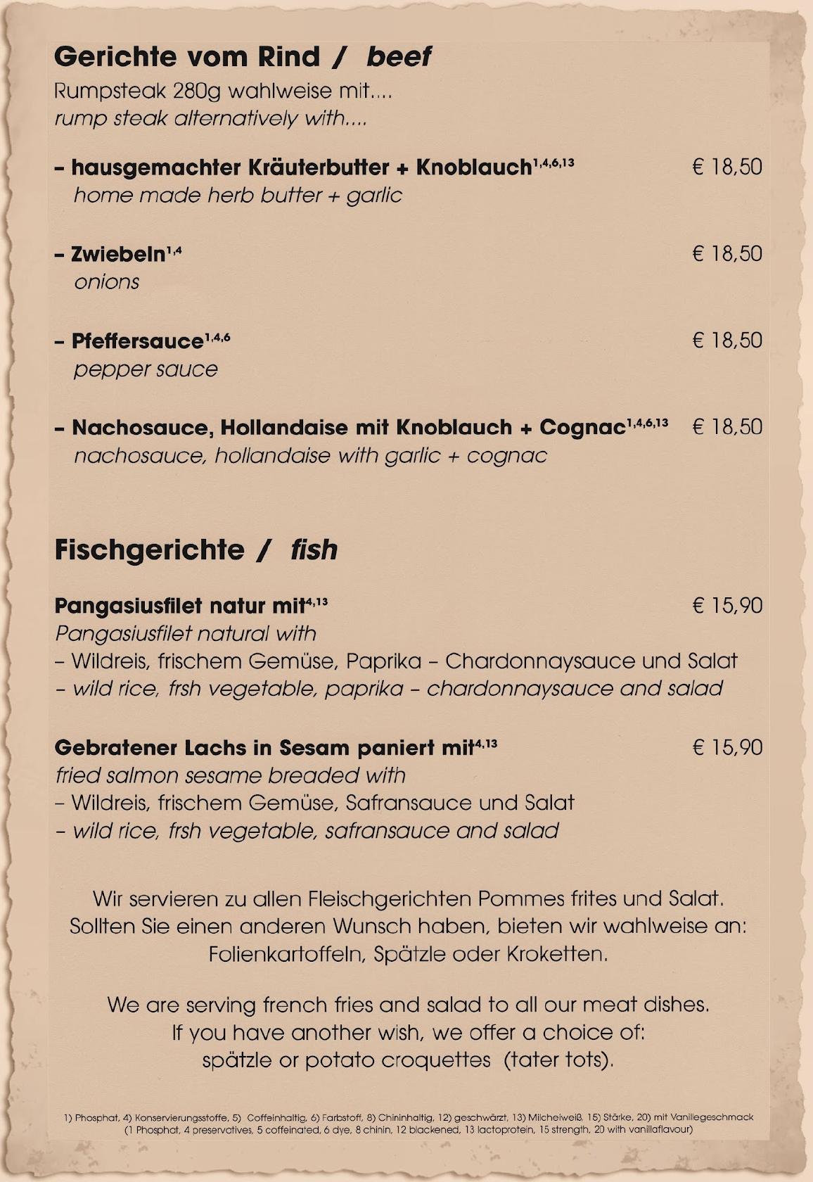 Speisekarte von Gasthaus Kaisers restaurant, Mackenbach