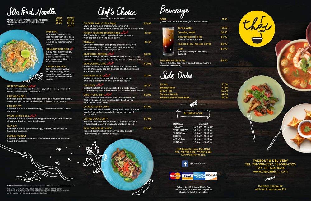 Menu at Thai Cafe Lynn, Lynn, 114 Broad St