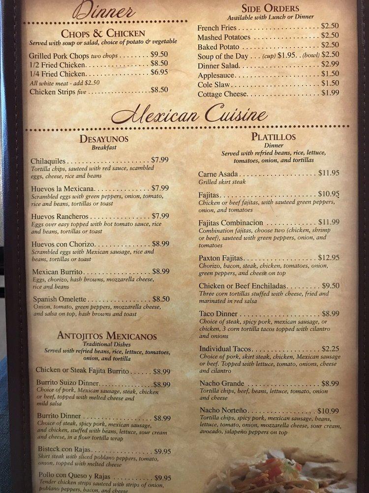 Menu at Arcade Cafe, Paxton