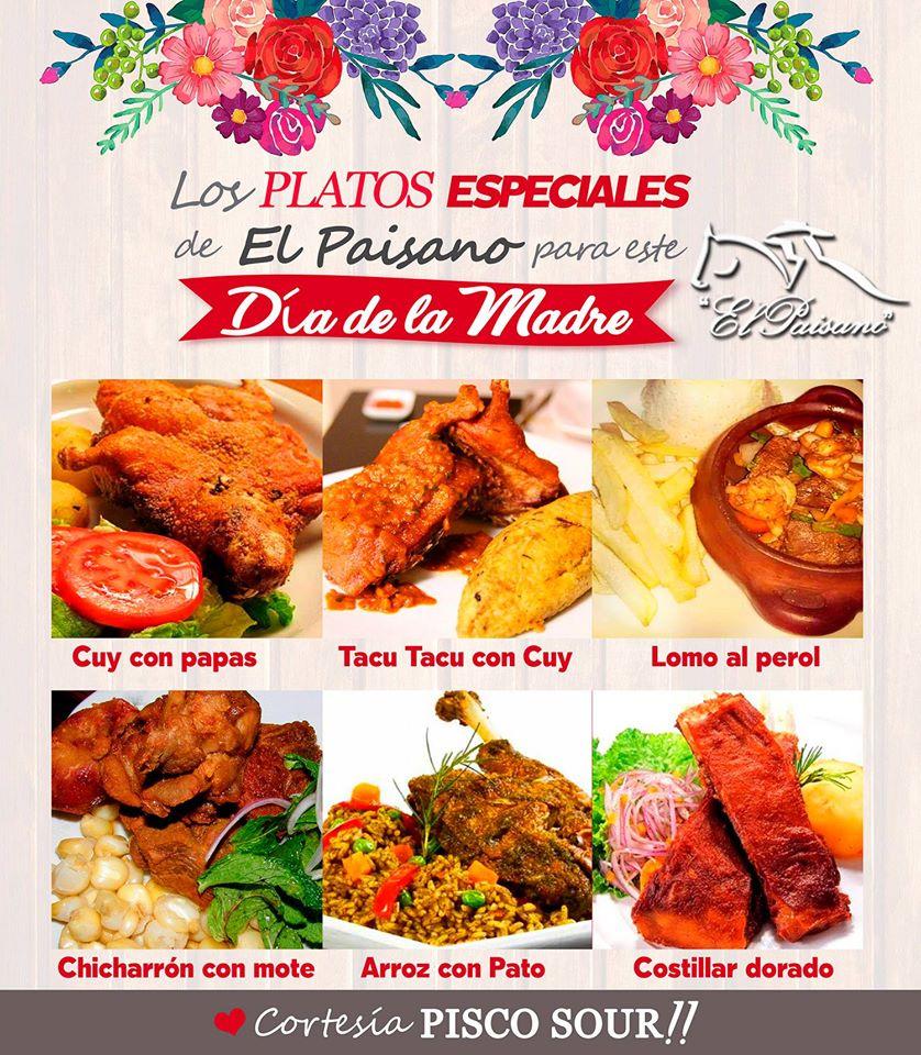 Menu at El Paisano restaurant, Rimac