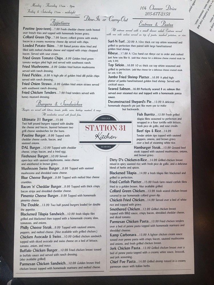 Menu at Station 31 Kitchen pub & bar, Chelsea