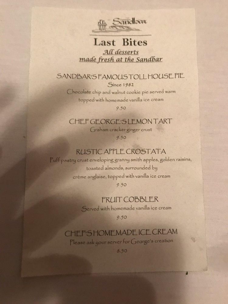 Menu at The Sandbar, La Quinta