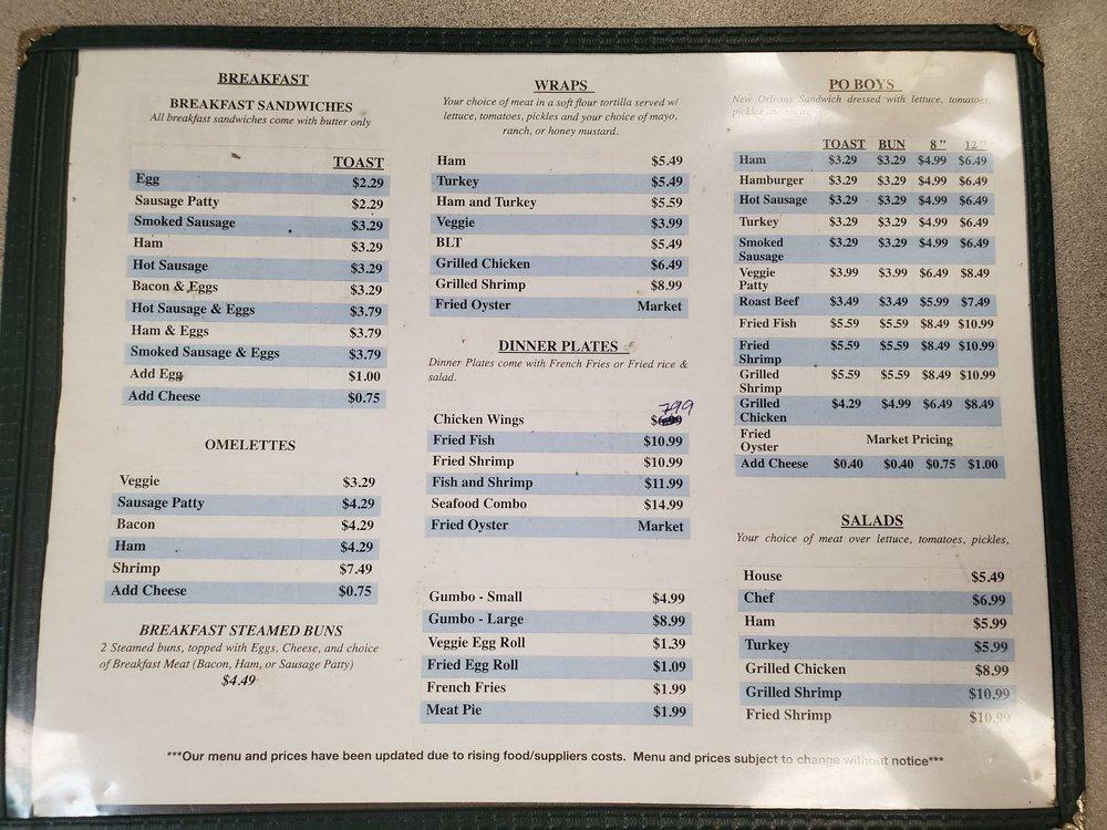 Menu at Eat-Well Food Mart restaurant, New Orleans, Canal St