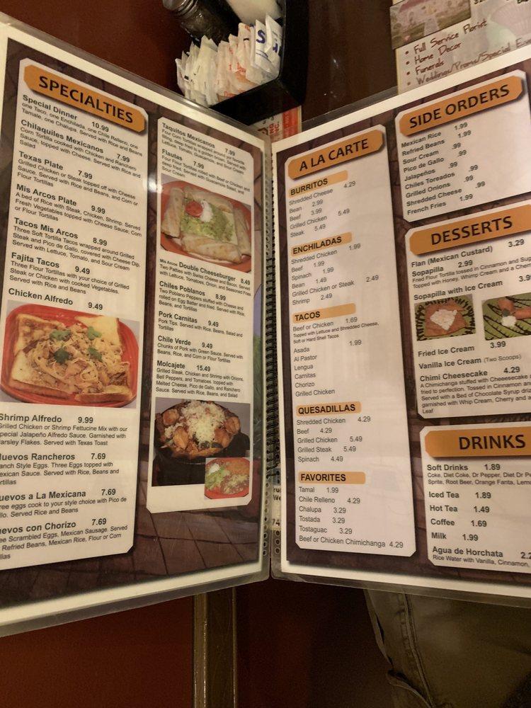 Menu at Mis Arcos Mexican Restaurant, Carthage