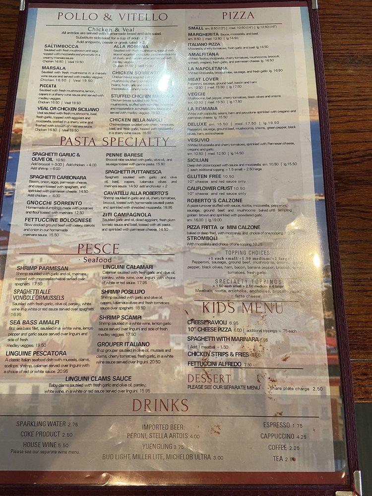Menu at Roberto's Ristorante & Pizzeria The Villages FL, The Villages ...