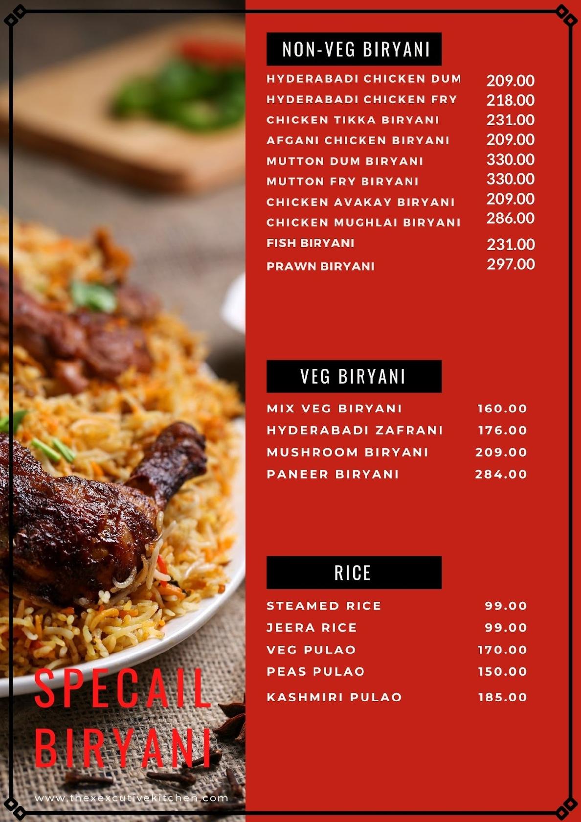Menu at The Food House, Visakhapatnam