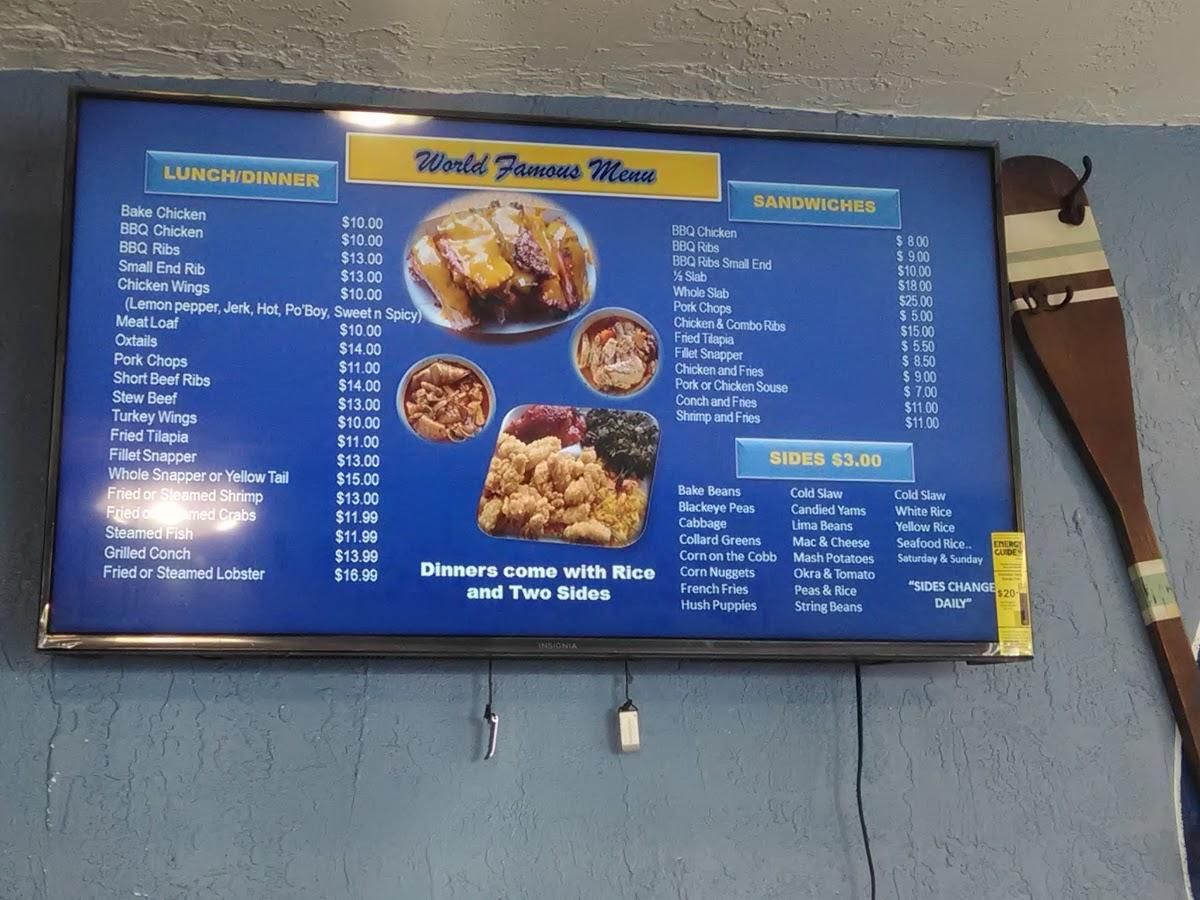 Menu at World Famous Rib Shack & Seafood BBQ, Miami